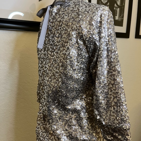 Jennifer Lopez | Tops | Jennifer Lopez Silver Sequin With Ribbon Blouse ...